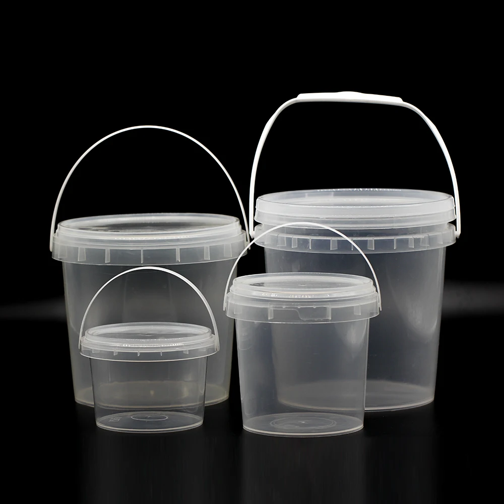 0.5l 1l 2.5l 5l Pp Transparent Clear White Plastic Bucket With Handle ...