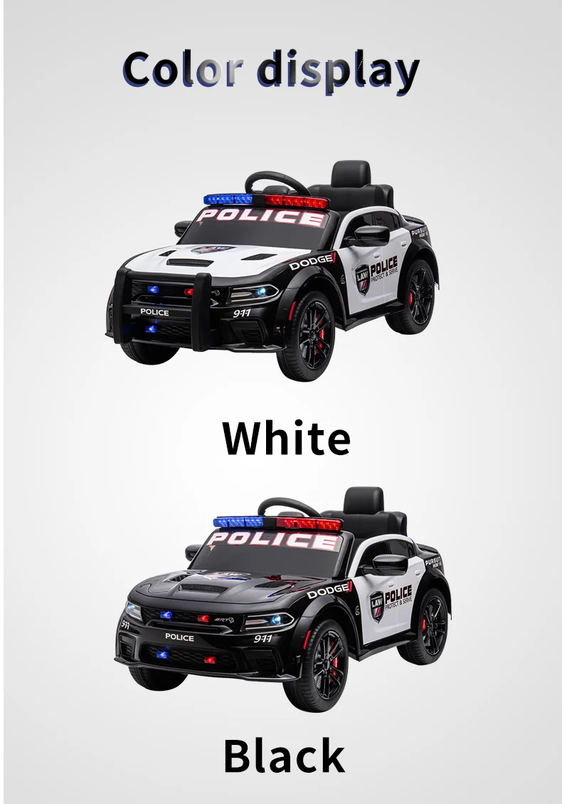 Dalisi Dodge Srt Hellcat Kids Police Car - 12V Remote Control