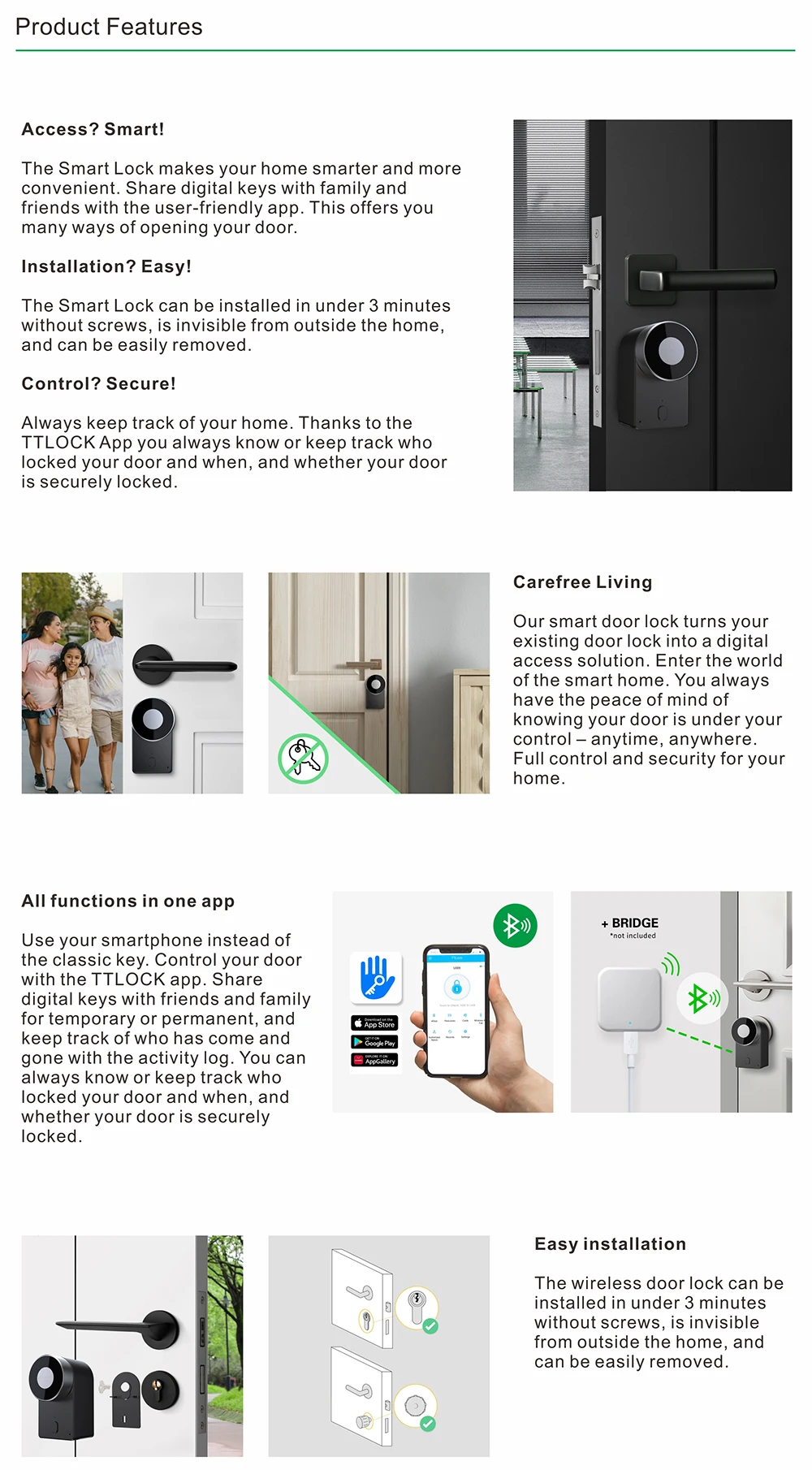 XCD European Ttlock Smart Lock Motor Lock - Secure & Versatile