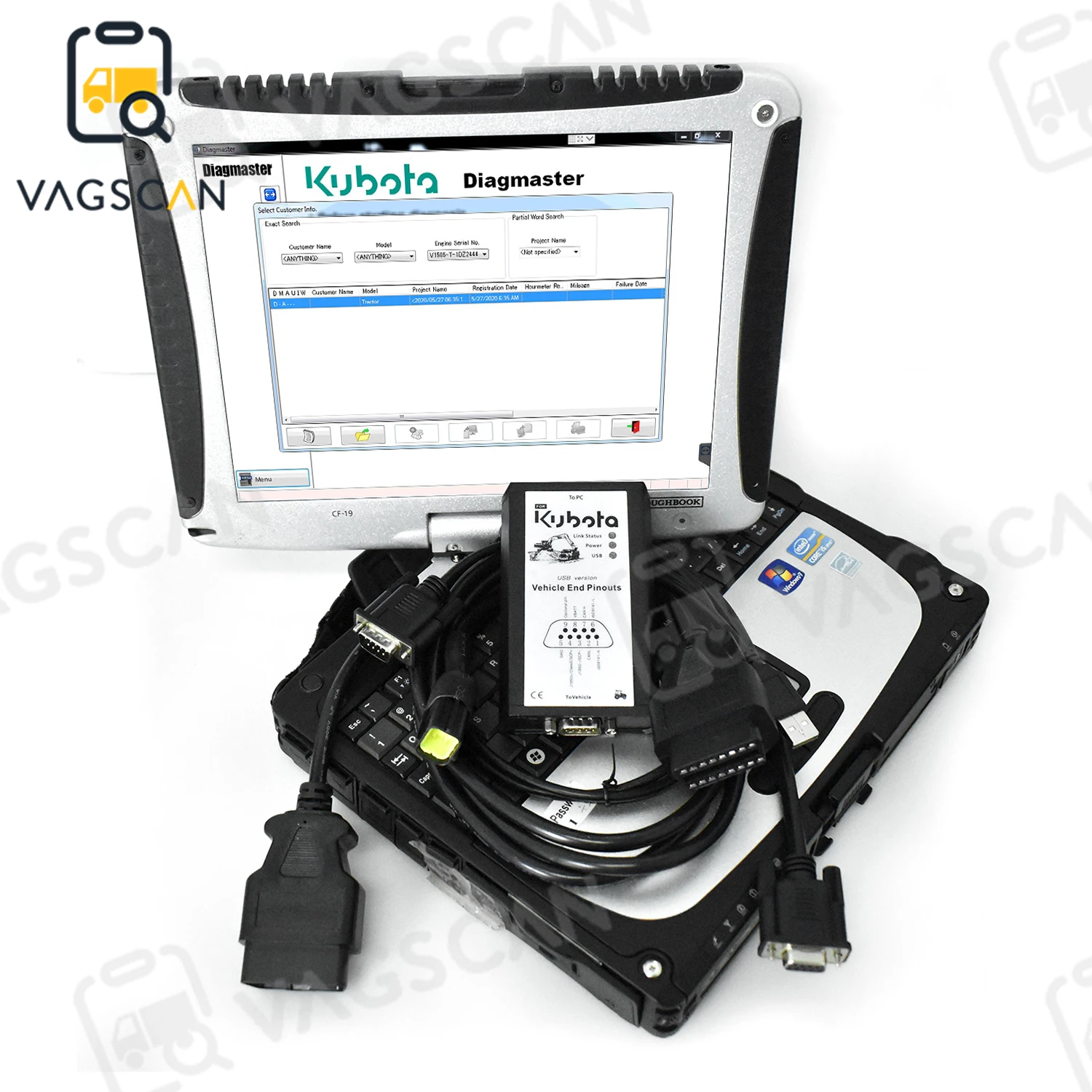 Cf19 Laptop For Kubota Diagmaster With 4 Pin Cable Python Dsti ...