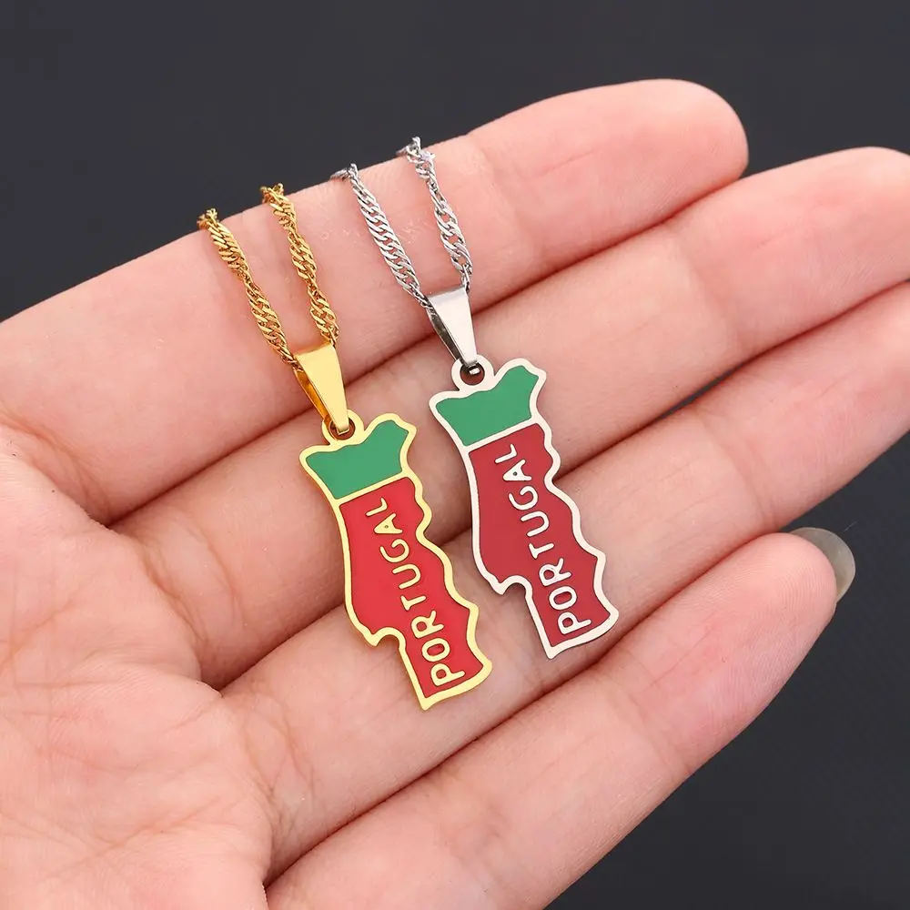 Wholesale Portugal Map Pendant Necklace Flag Gold Color Portuguese ...