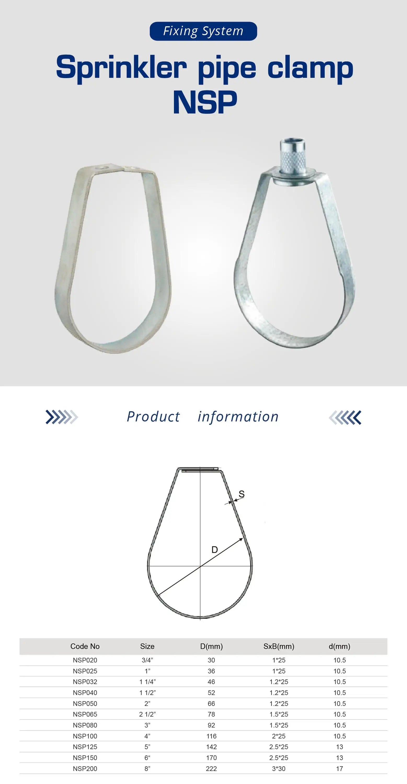 High Quality Galvanized Steel Sprinkler Pipe Clamps