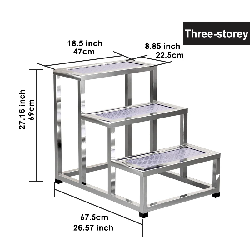 Portable 3-Storey 304 Stainless Steel Step Ladder for Hospital Surgical ...