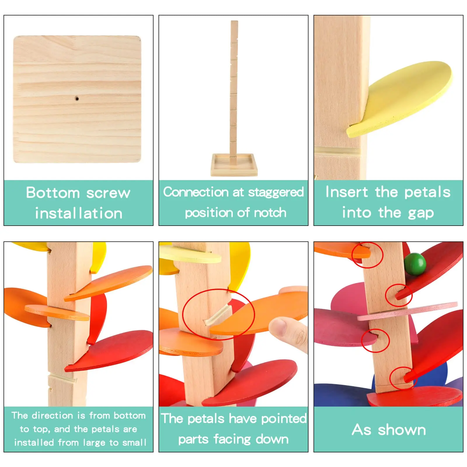 Montessori Toys Building Blocks Tree Marble Ball Drop Track Educational ...