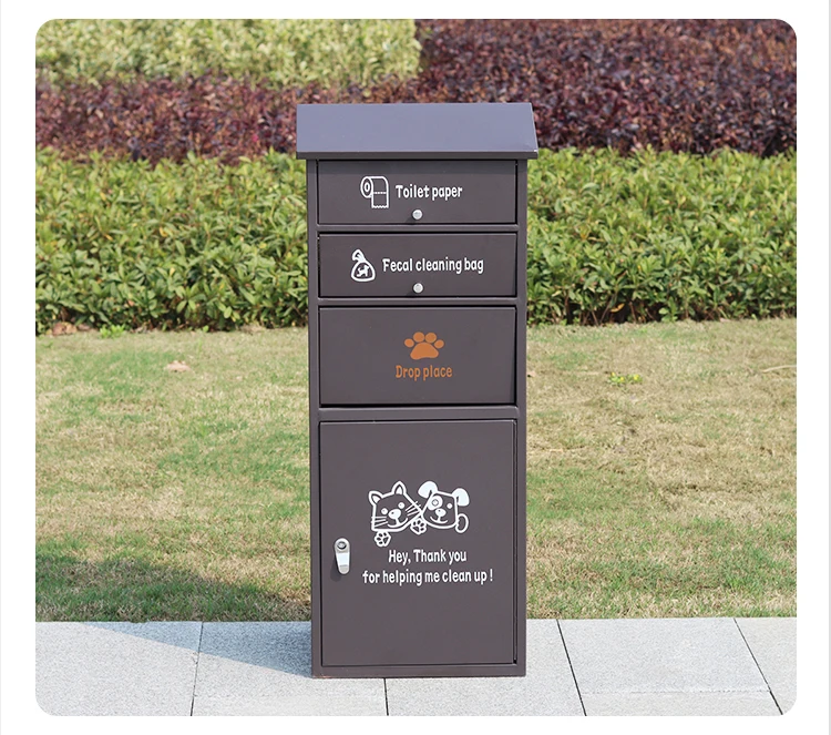 Dog Poop Rubbish Container Pet Waste Bin Outdoor Metal Cat Garbage ...