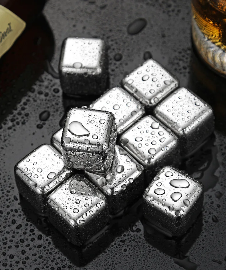 4/6/8 Pieces Stainless Steel Ice Cube Set For Whiskey Wine Cooling Cube ...