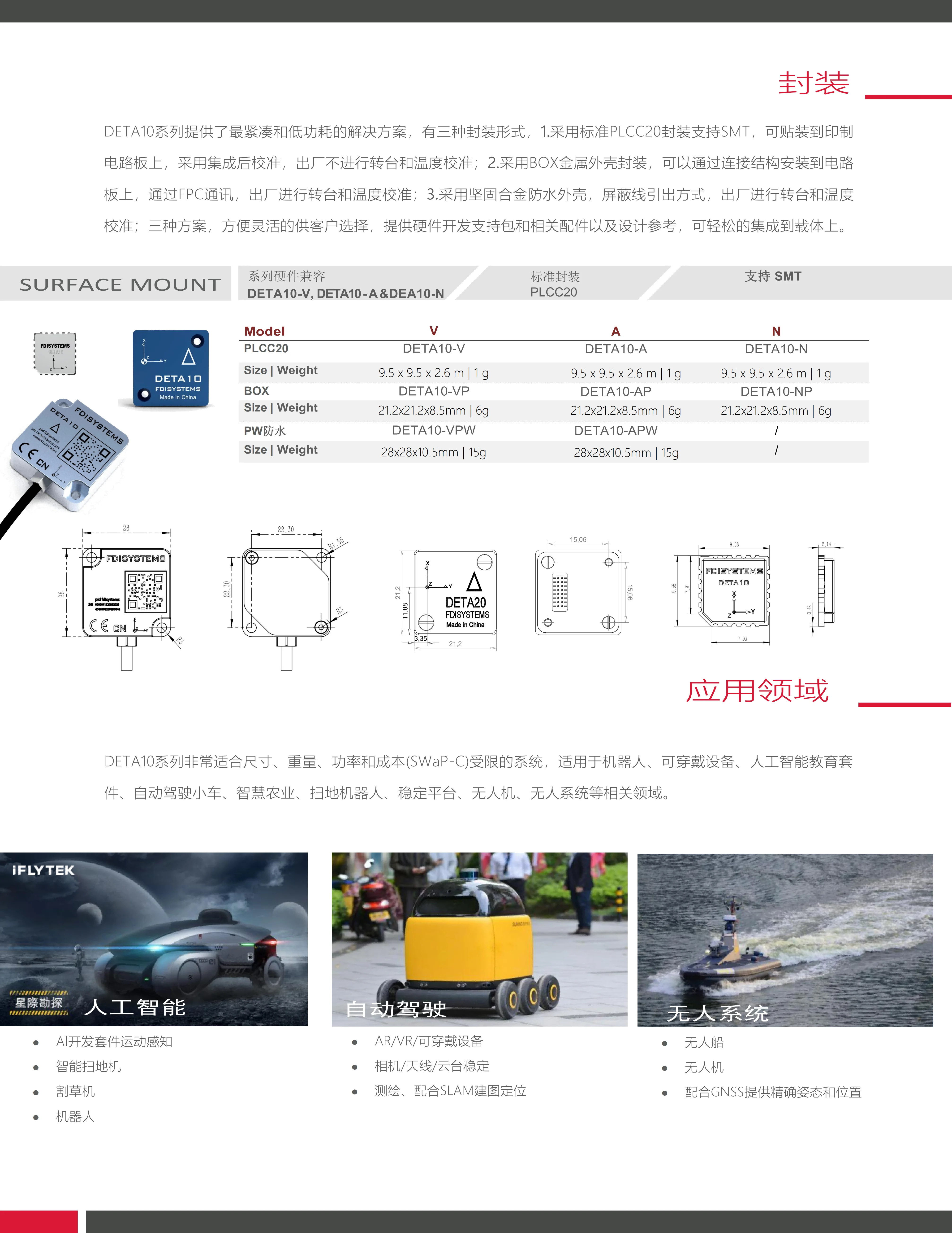 IMU module AHRS ROS posture DETA10WP series waterproof IP68 232 can ...