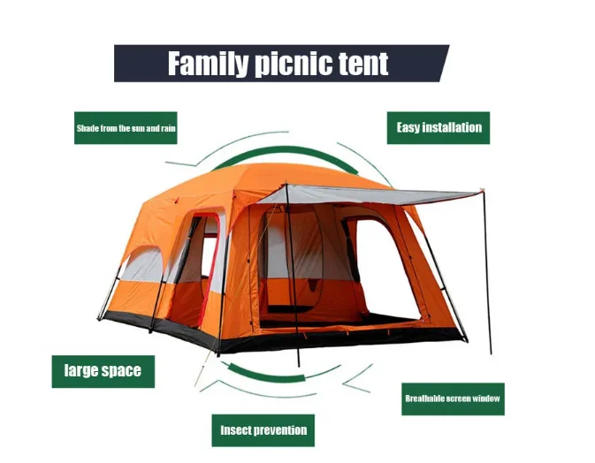 5-8 Person Family Camping Tent 4 Season 2 Rooms 1 Living Room ...