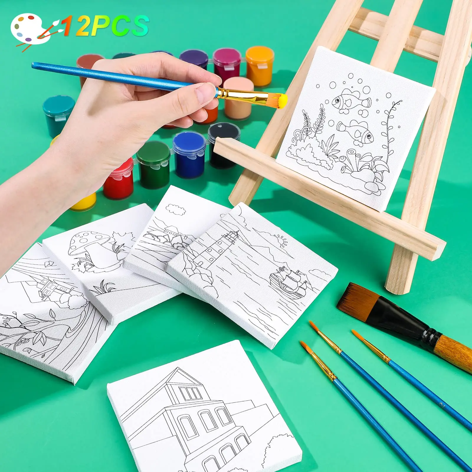 DIY Paint Mini Pre Drawn Outline Canvas - Perfect for Art