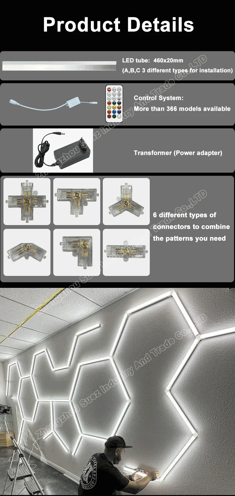 Hg 12v Rgb Decorative Hexagonal Led Detailing Lighting Shopping Mall ...