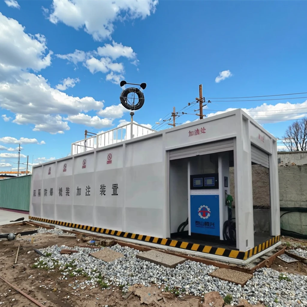 Steel Mobile Petrol Station Container With Pump And Engine Easy-to ...