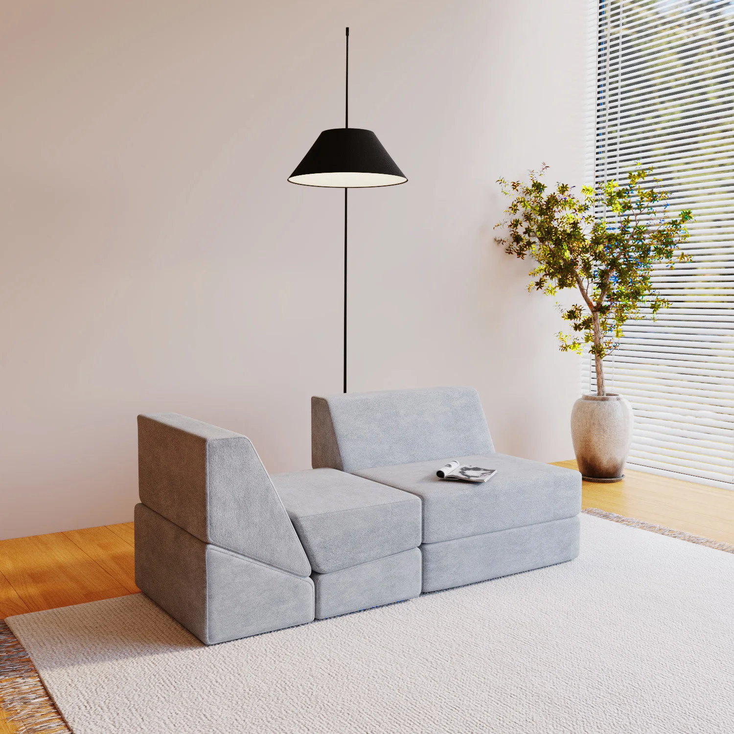 SAIEN 4 in 1 L-Shape Sofa - Comfort & Modularity for Living Room