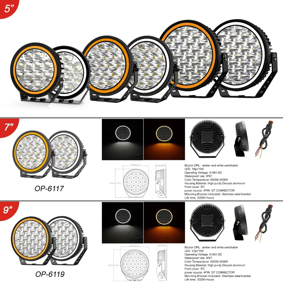 4x4 Off Road 95w Ip68 Led Spot Lights Led Driving Lights Round 7 Inch ...