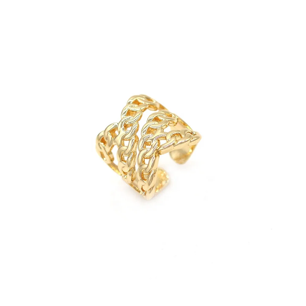 European and American 18k Gold Resizable Ring Jewelry Double-layer ...