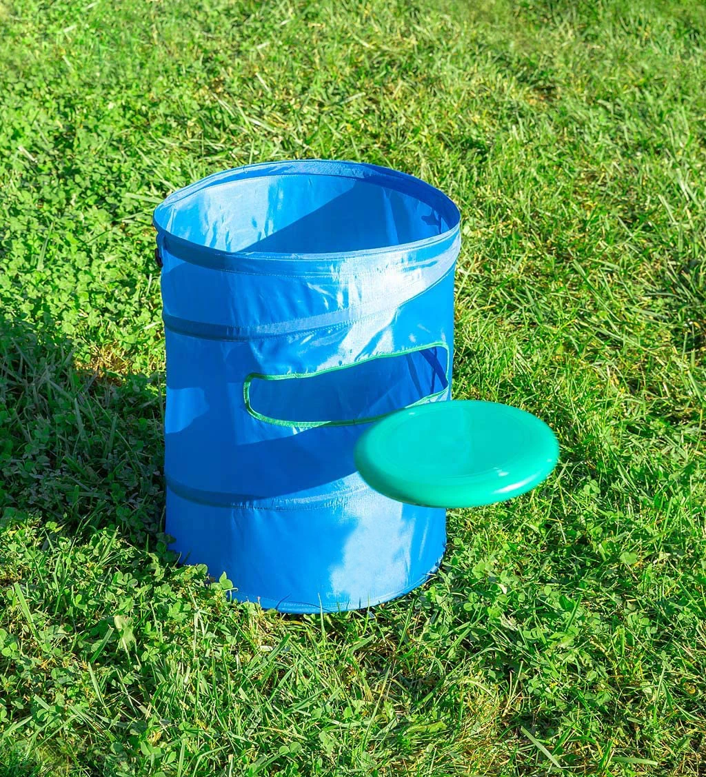 Flying Saucer Folding Disc Toss Frisby Dunk Game Set