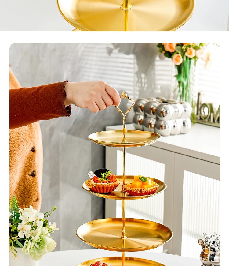 Nordic Wedding Cake Stand 3 Tier Stainless Steel Fruit Plate Dessert ...