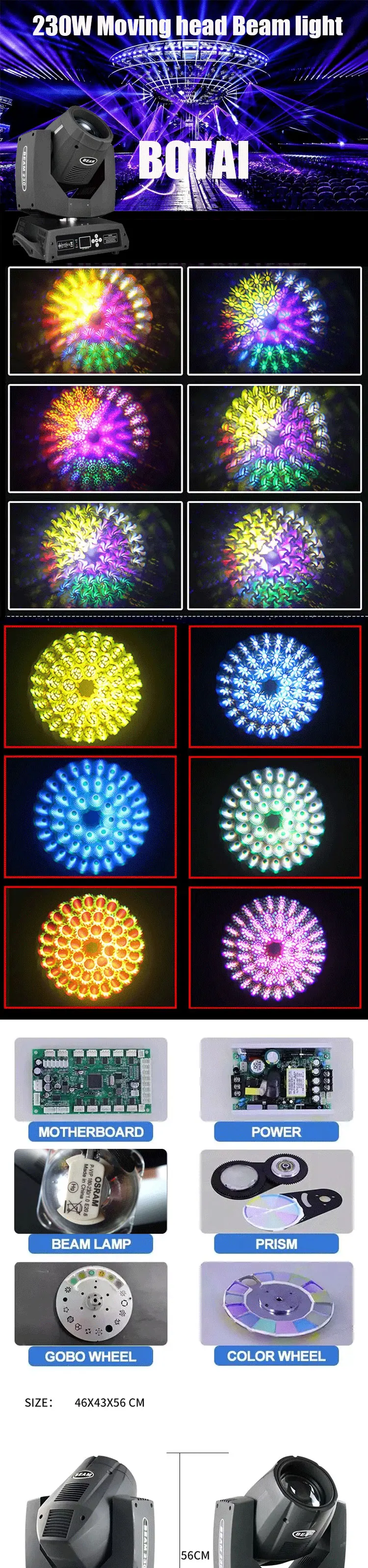 Botai Beam Lights Stage Lighting 230w Sharpy 7r Beam Moving Head Lights ...