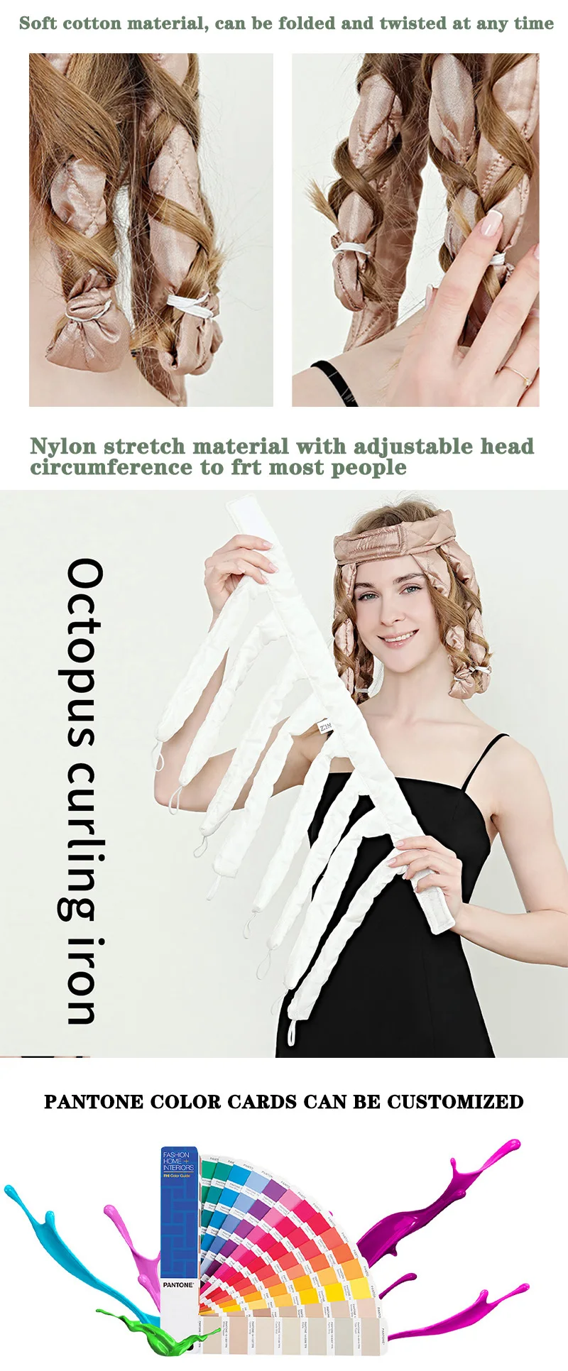 New Heatless Hair Curlers Headband Octopus No Heat Curling Rod Headband ...