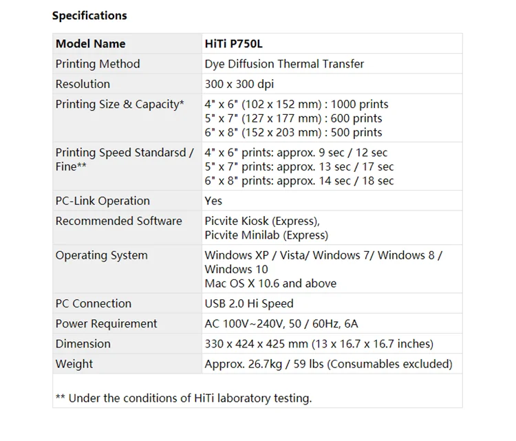 Hiti P750L Photo Printer - Fast, High Quality Printing