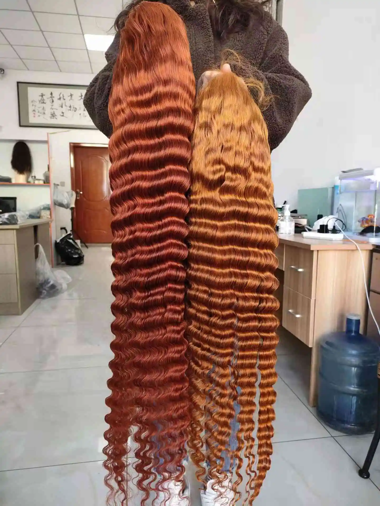 Amara Brazilian Hair Ginger Orange Deep Wave Hd Full Frontal Lace Wigs ...