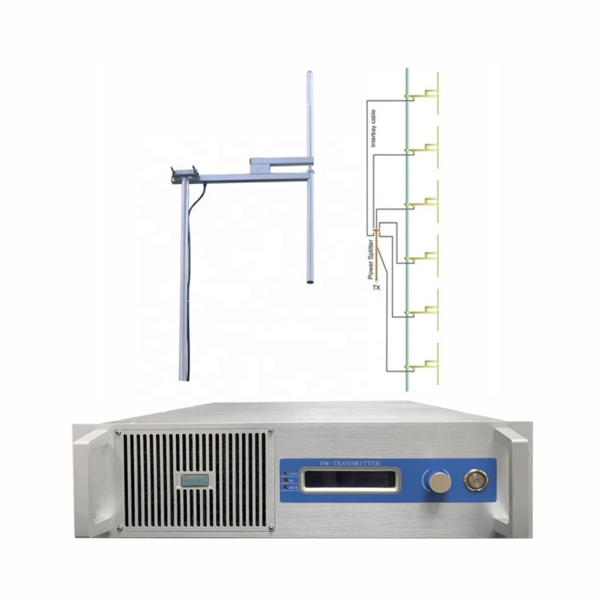 2KW FM Broadcast Transmitter with 6-Bay Dipole Antenna
