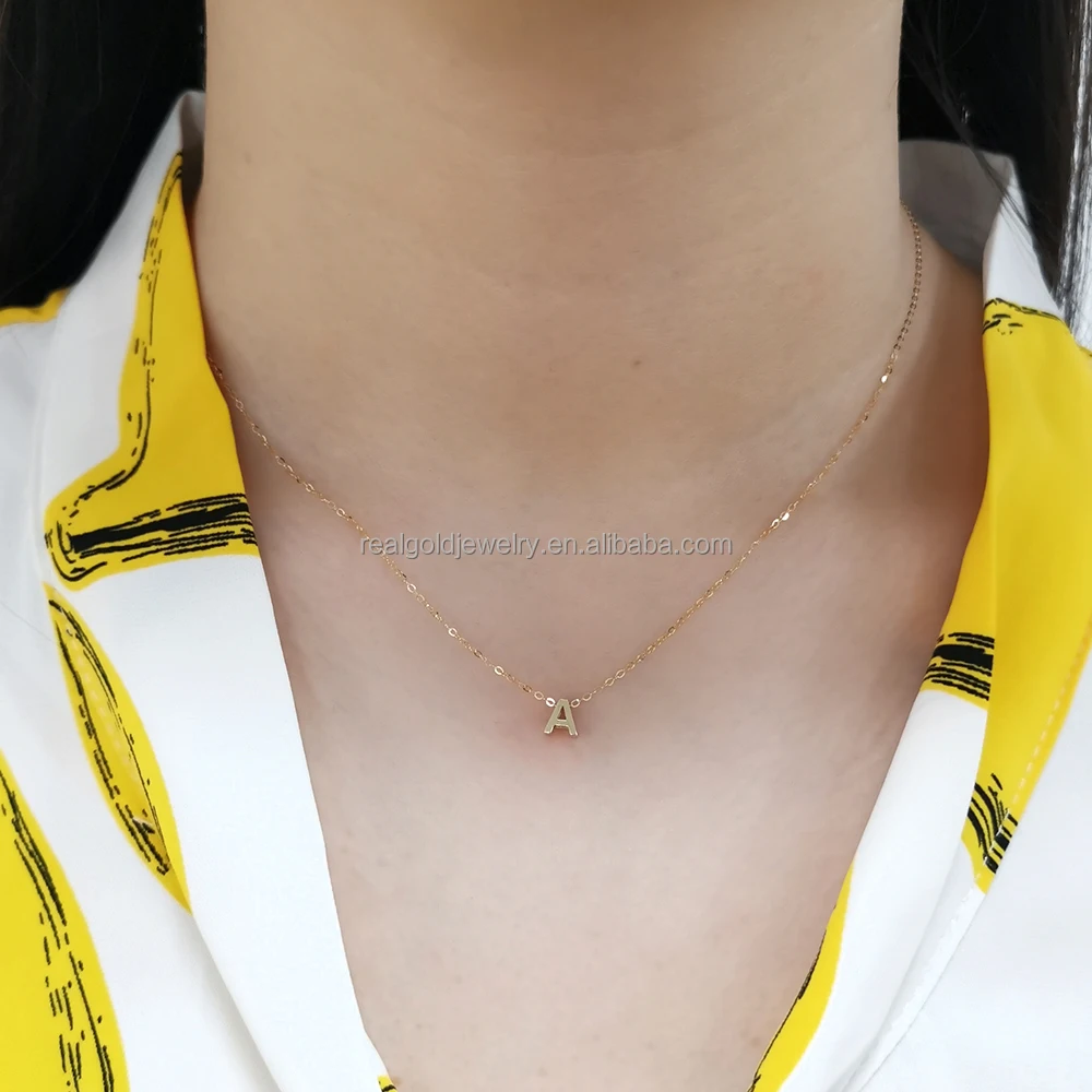 Customized Gold Alphabet Letter Necklaces - 9K, 14K, 18K