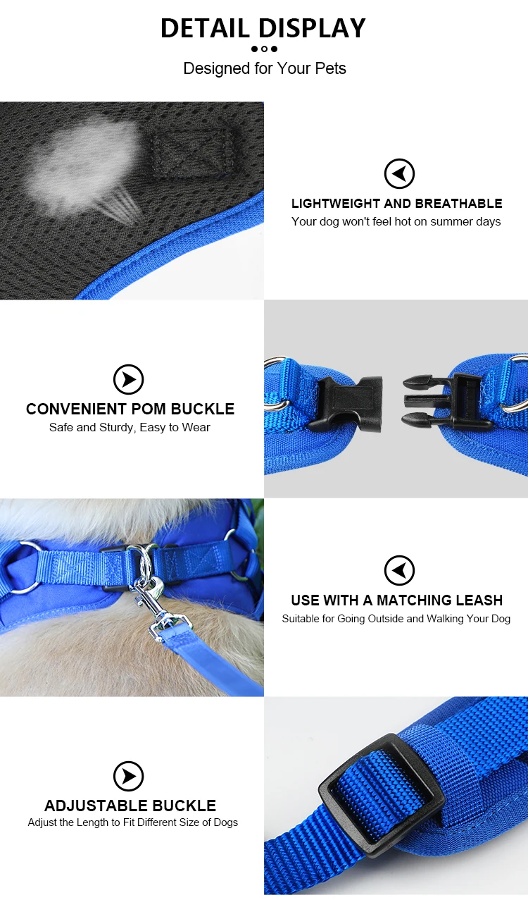Custom Logo Pet Dog Safety Harness - Soft Padded & Adjustable