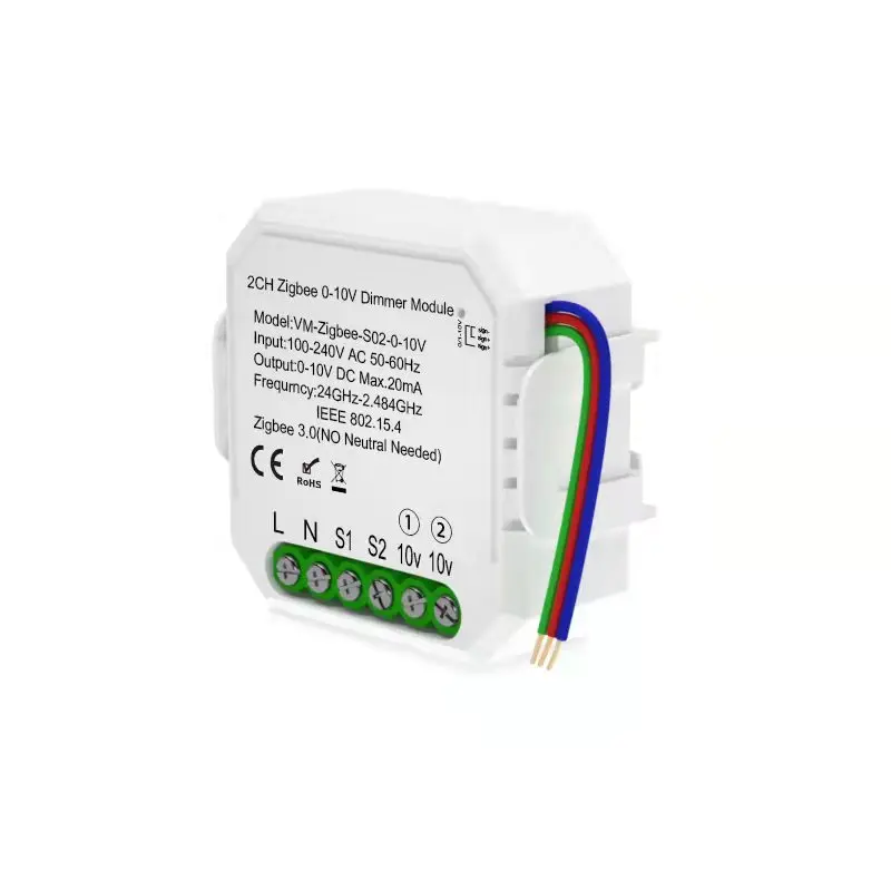 2 Channel Zigbee 0-10v Dimmer Module Smart Light Controller Zigbee 3.0 ...