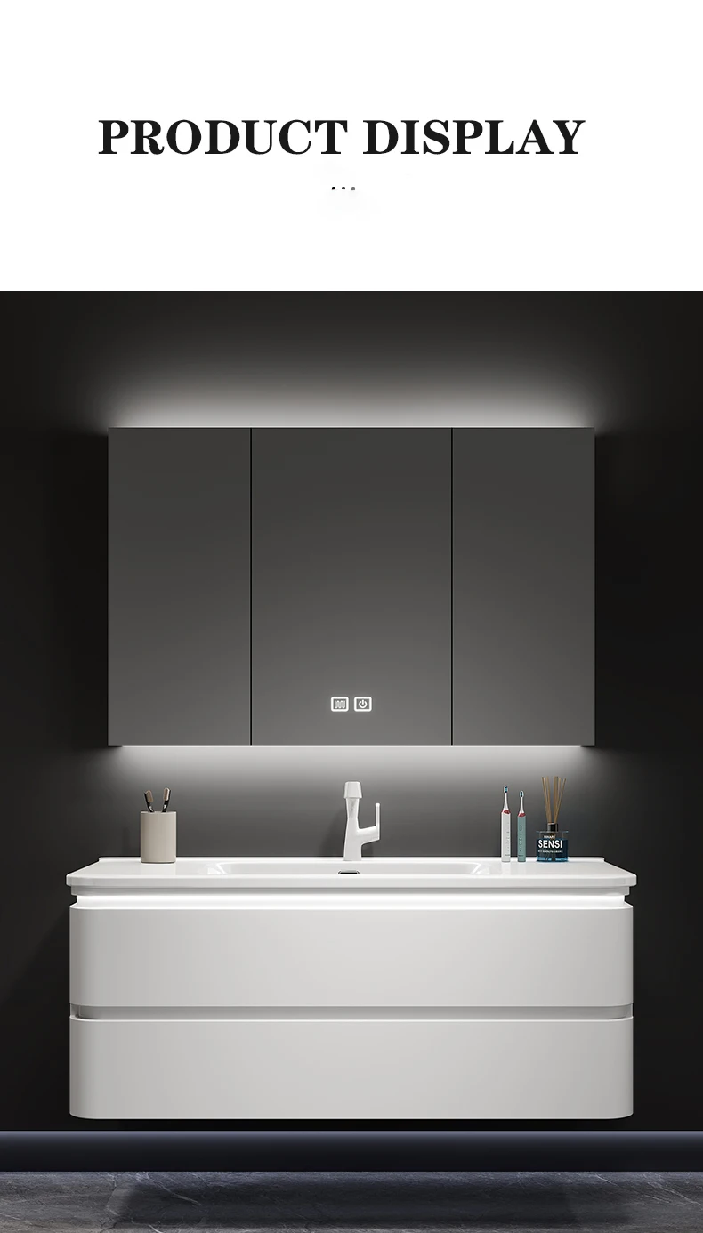 White Lacquer Modern Bathroom Vanity Equipment Drawer Storage Luxury ...