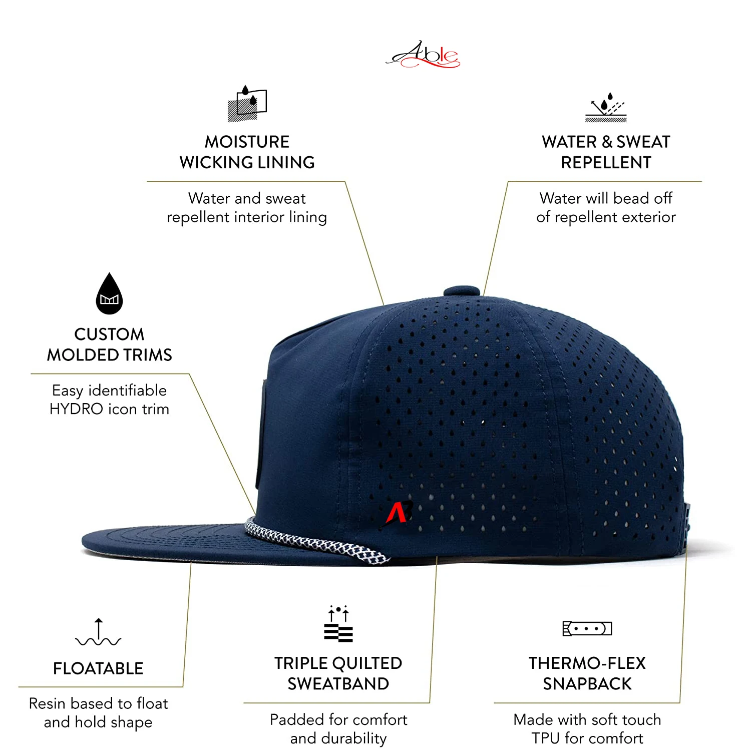 Waterproof 5-Panel Golf Hat - Customizable & Versatile