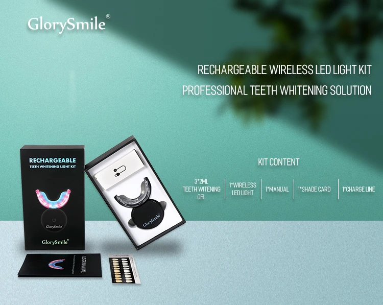 Glorysmile Teeth Whitening Kit - Non Peroxide, Wireless Blue Light