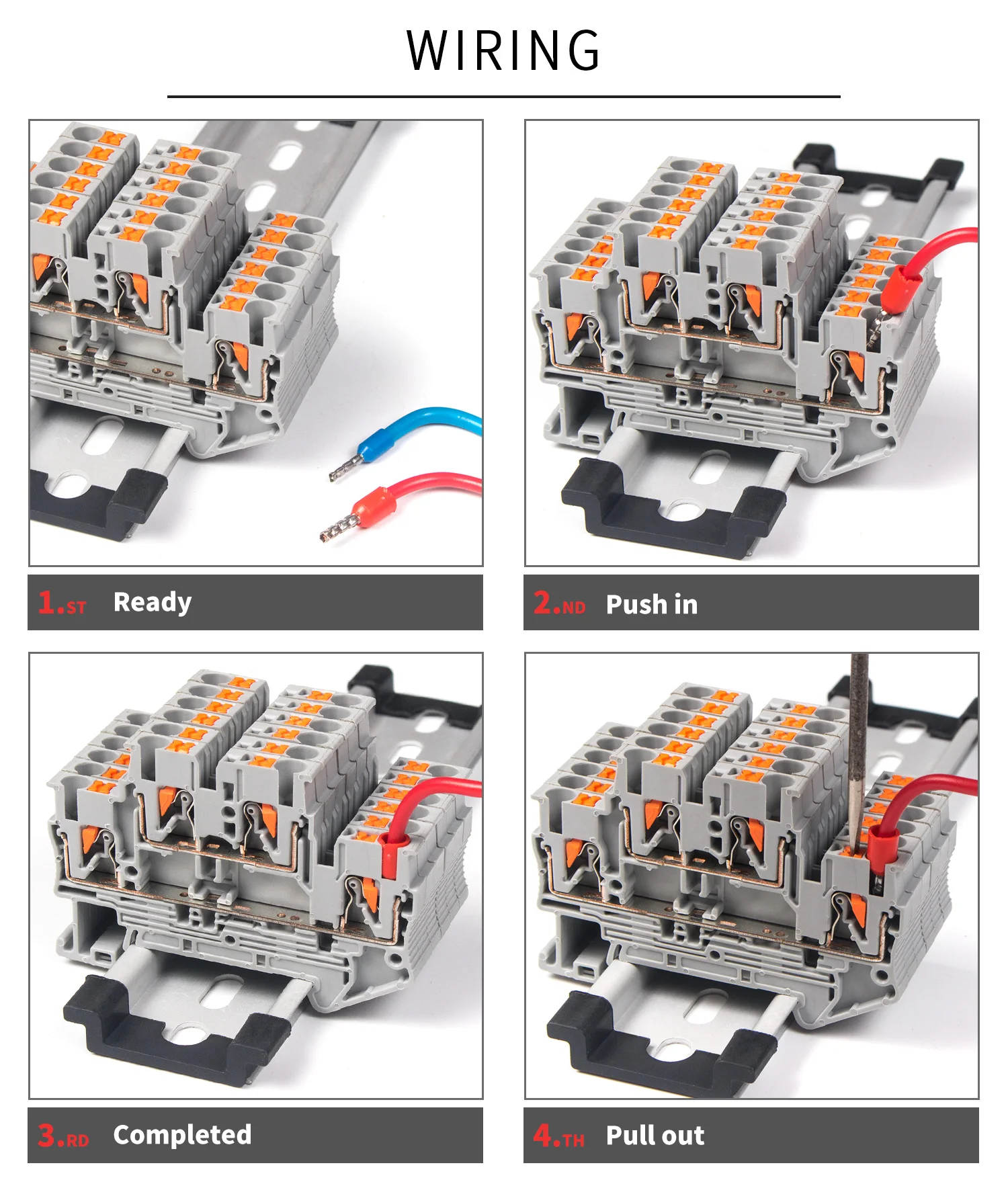 CHFRPU PTTB2.5 2.5mm2 DIN Rail Plug-in 2-ply Spring Terminal Block DC24 ...