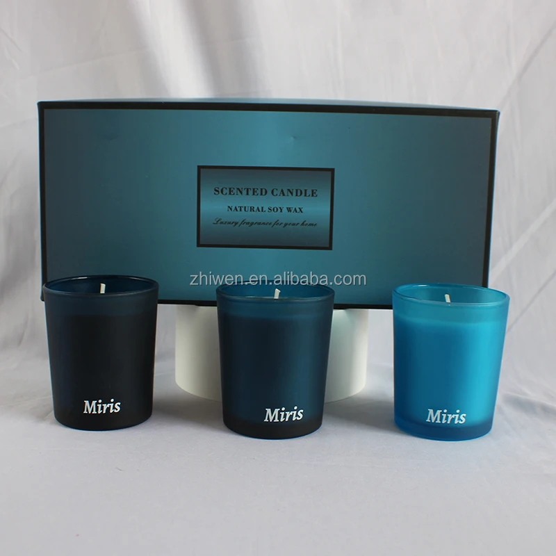 Wholesale Luxury Box Set of Dark Blue and Aqua Blue Candles