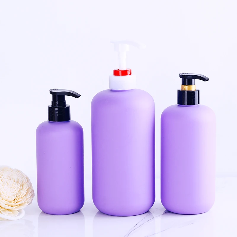 Empty Matte Green Plastic Bottle Set for Cosmetics