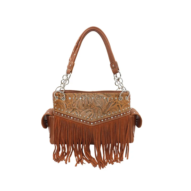 Tooled Leather Laser Cut Concealed Purse - Cowgirl Style
