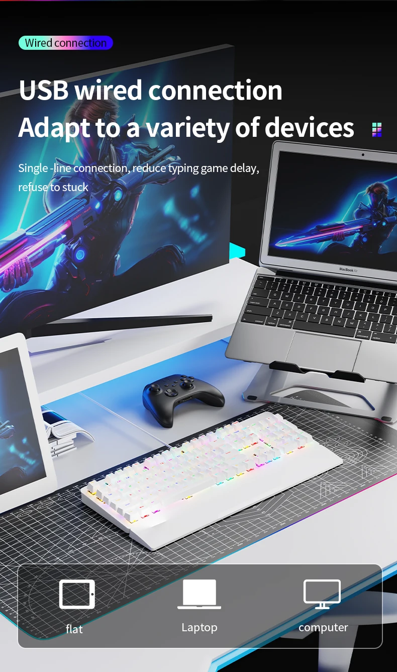 104-Key Custom Mechanical Keyboard with Full Color Backlight USB ...