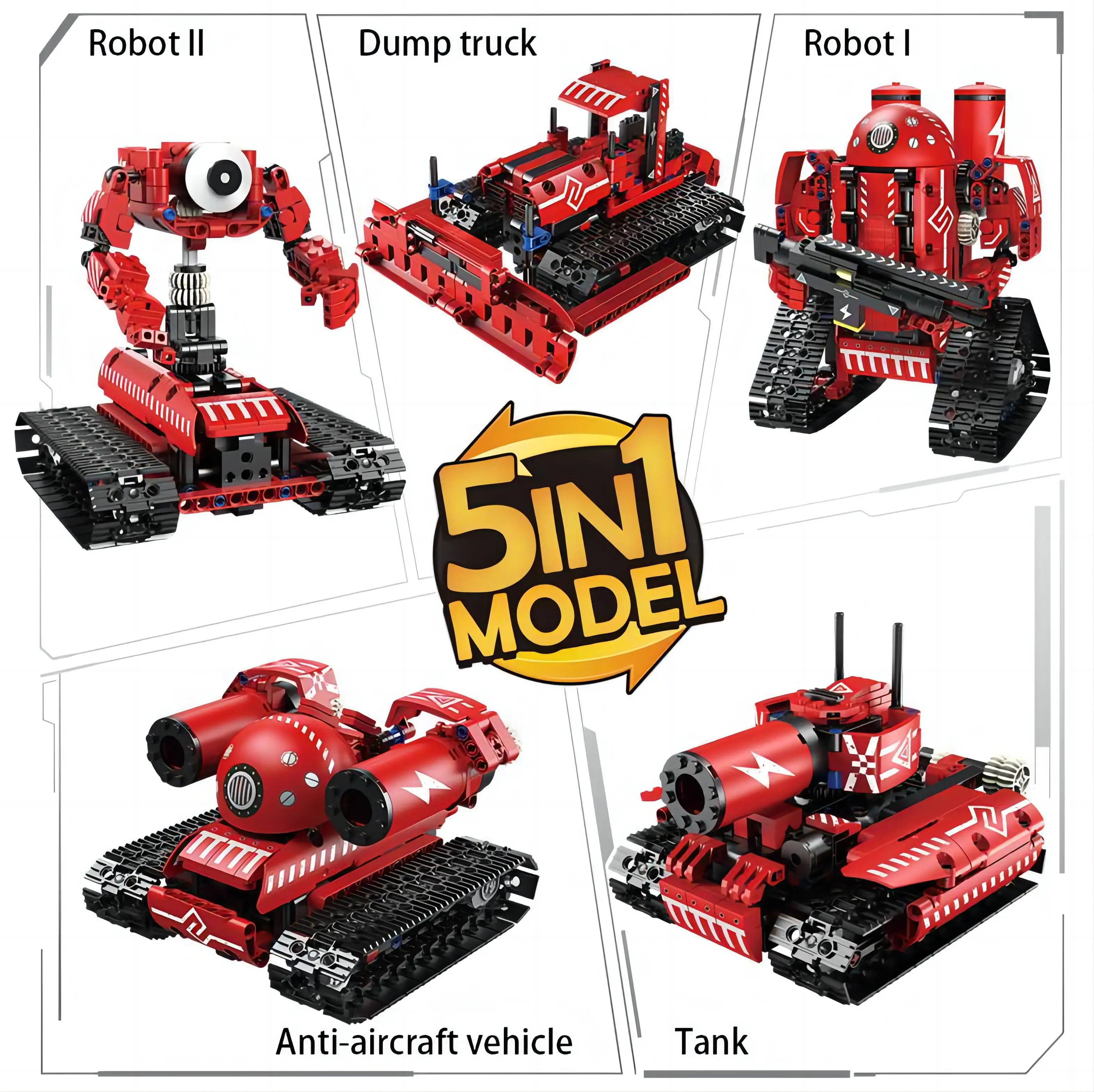 Robot Model Toy 5 In 1 Toys Robot Building Blocks Car Set Electronic ...