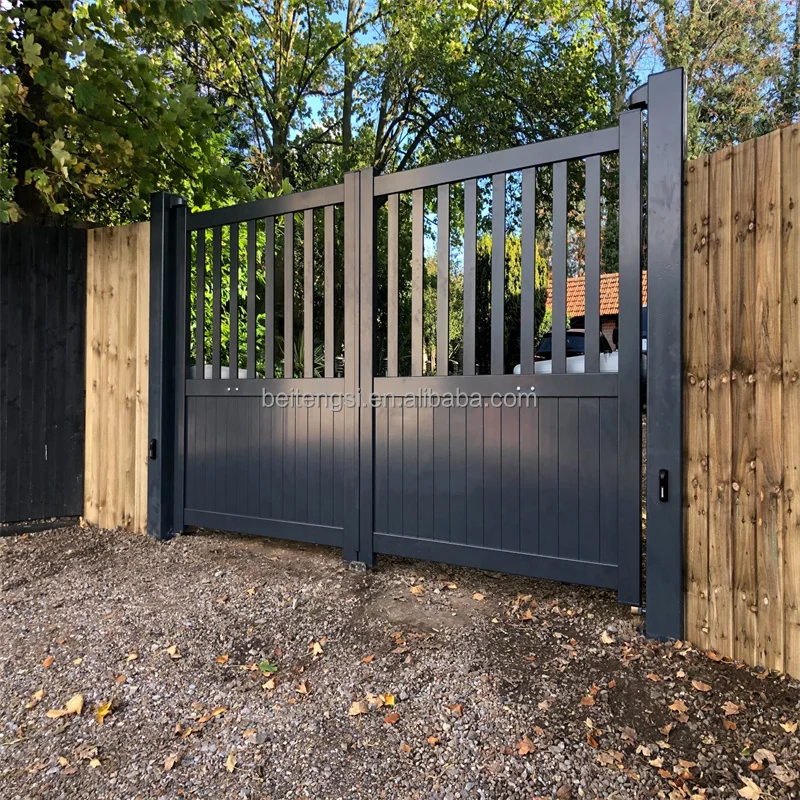 Sliding Motor Automatic Curved Driveway Gate Black Aluminum Gate - Buy ...