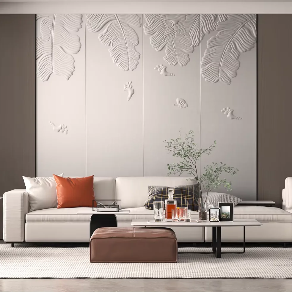 Modern Factory Direct Texture Interior Decorative Carved Leather PVC ...