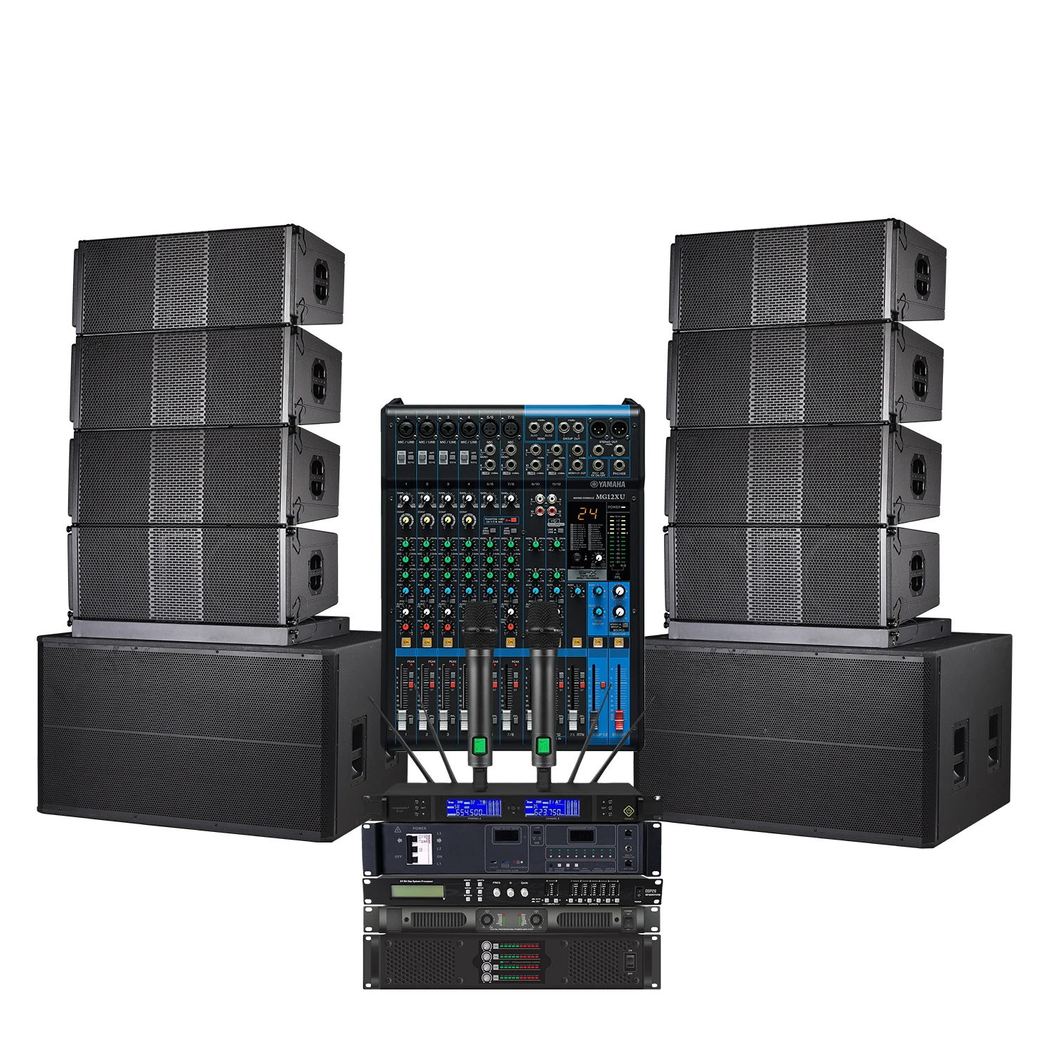Dual 18inch Subwoofer Line Array Speaker System Power Amplifier and ...