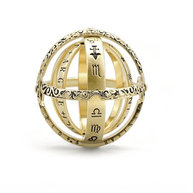 2023 Hot selling Astro Ball Ring Verformung Rotations ring Deutsch Retro Astronomical Sphere Paar Ring Alibaba