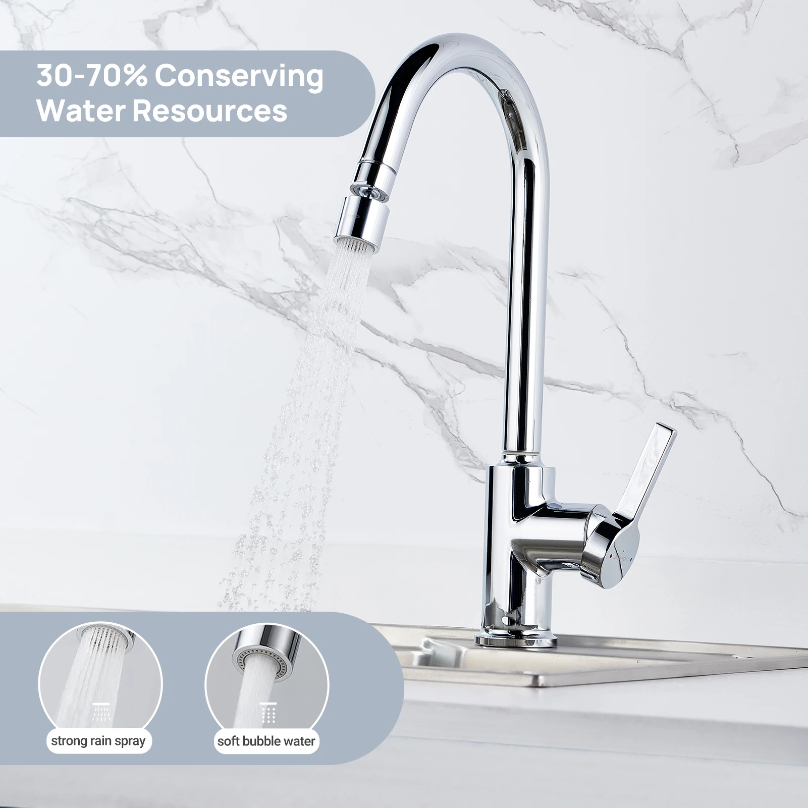 JOMOO 360° Swivel Water Saving Faucet Aerator - Chrome Plated Kitchen ...