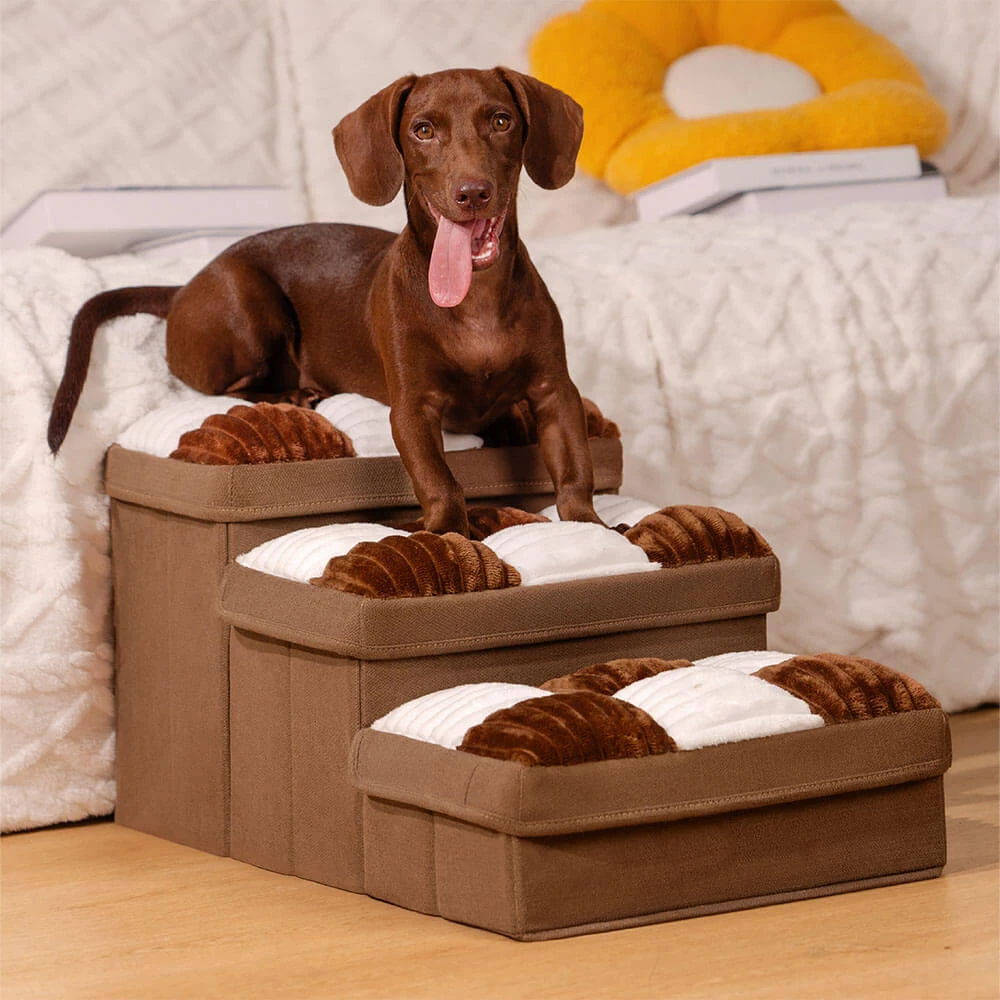 Pet Stairs - Foldable, Handcrafted Dog Steps with Storage