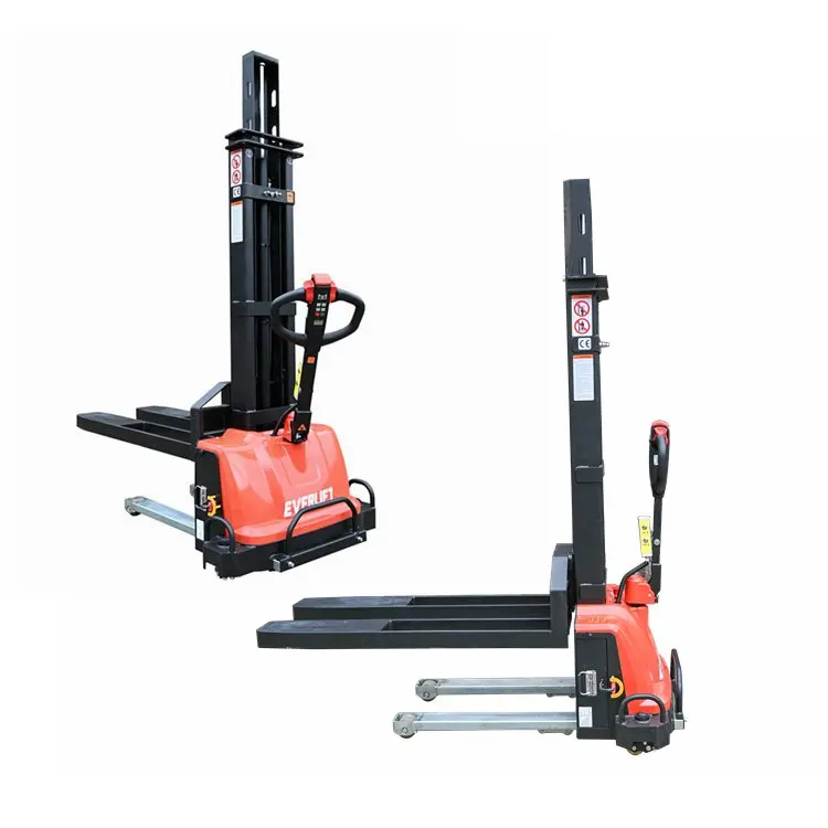 Everlift Self-Loading Pallet Stacker Truck Use 0.5ton 1ton 1.3ton 1.5ton Stacker With Lithium ...