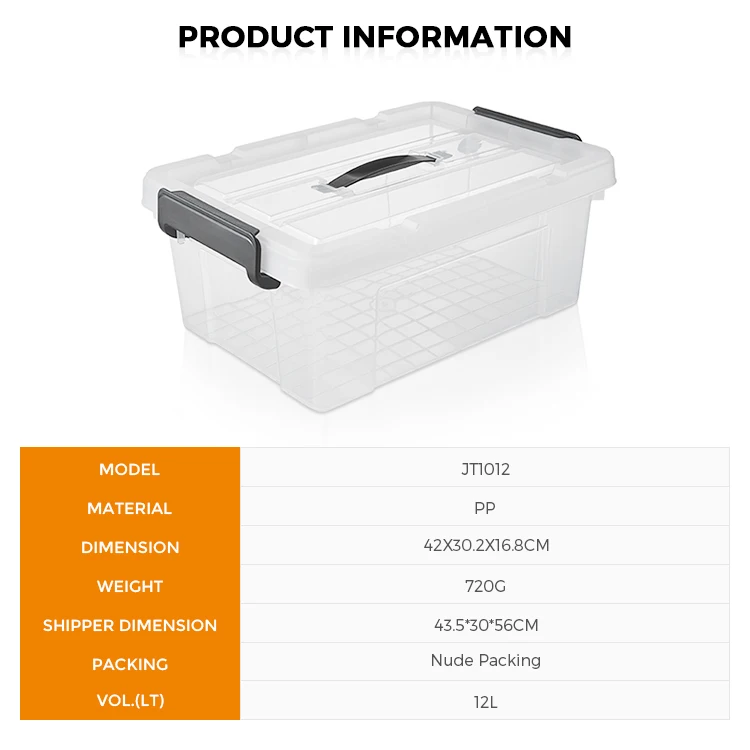 Best Quality 12l Stackable clear Plastic Storage Box with Handle on Lid| Alibaba.com
