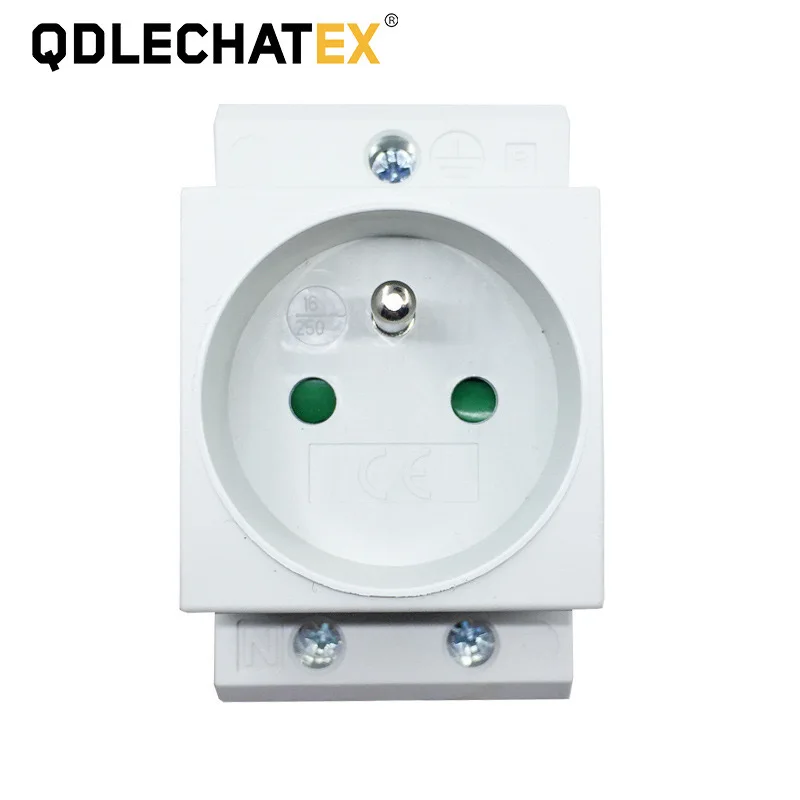 3pin 2P+E 220V 250V 10A 16A French Din Rail Mounting Socket
