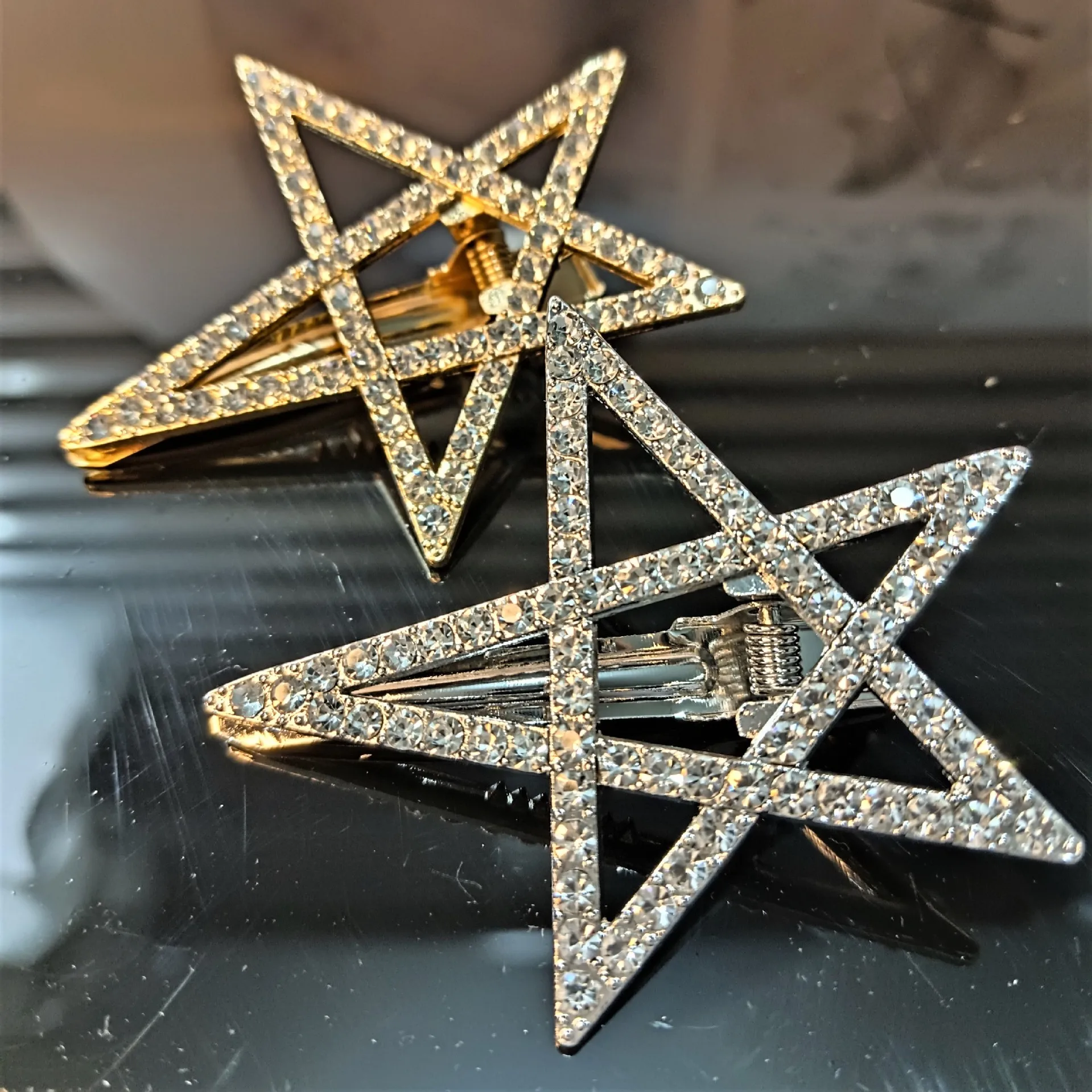 Wholesale Latest Fashion Metal Rhinestone Hair Clips Big Size Star Hair ...