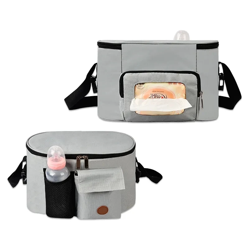 Portable Black Quilted Stroller Nappy Carrier Storage Diaper Caddy Bag ...