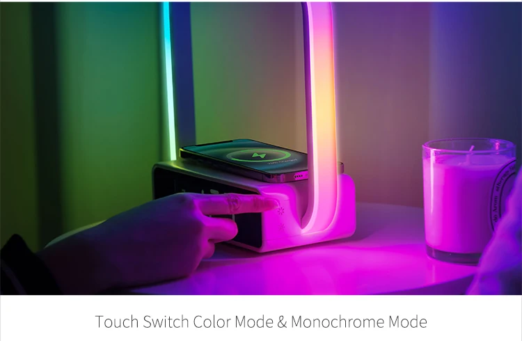 Touch Sensor Mood Light Rgb Atmosphere Smart Desk Alarm Clock Wireless ...
