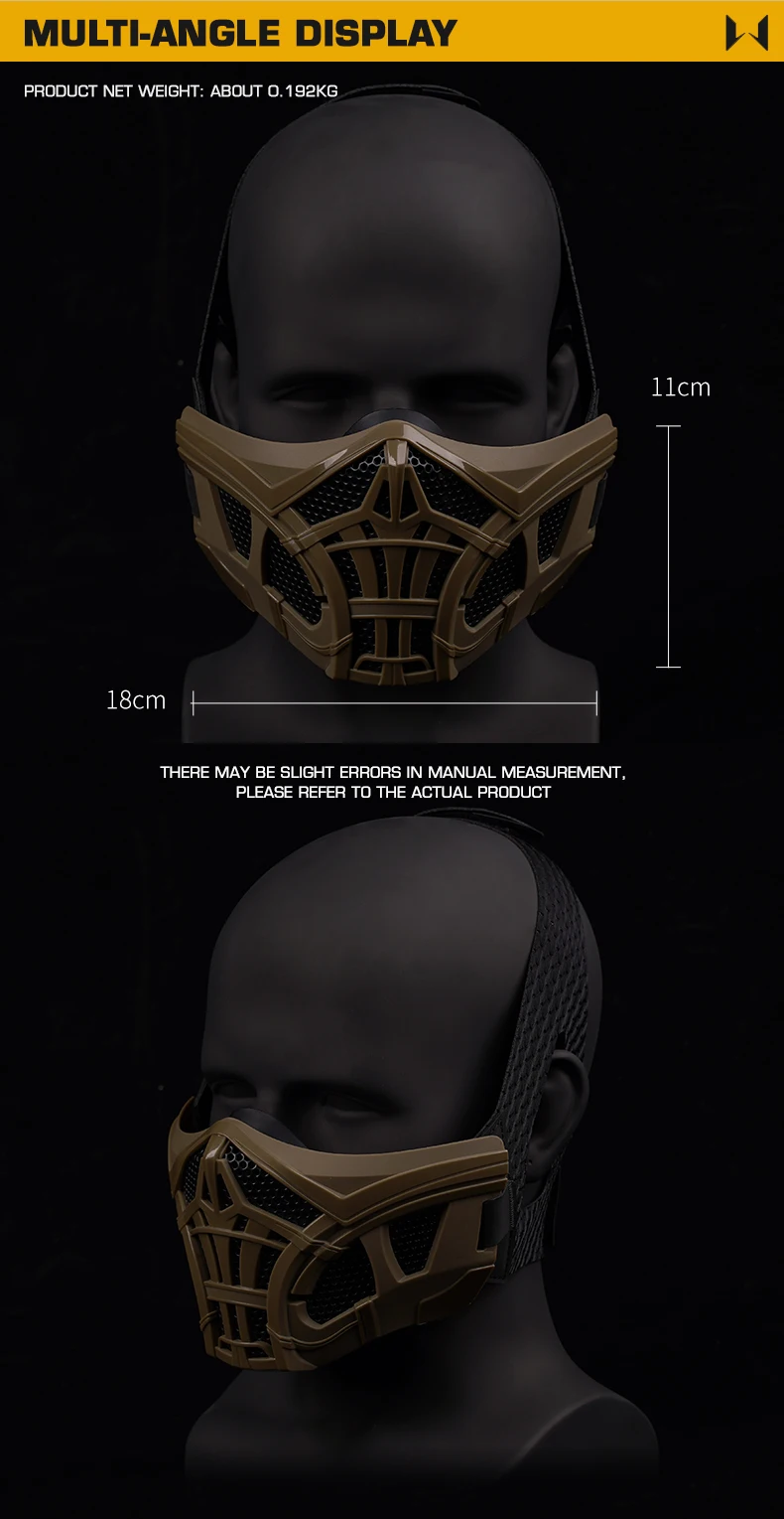 Wosport Silicone Scorpion Half Mask With Magic Tape Hunting Breathable ...